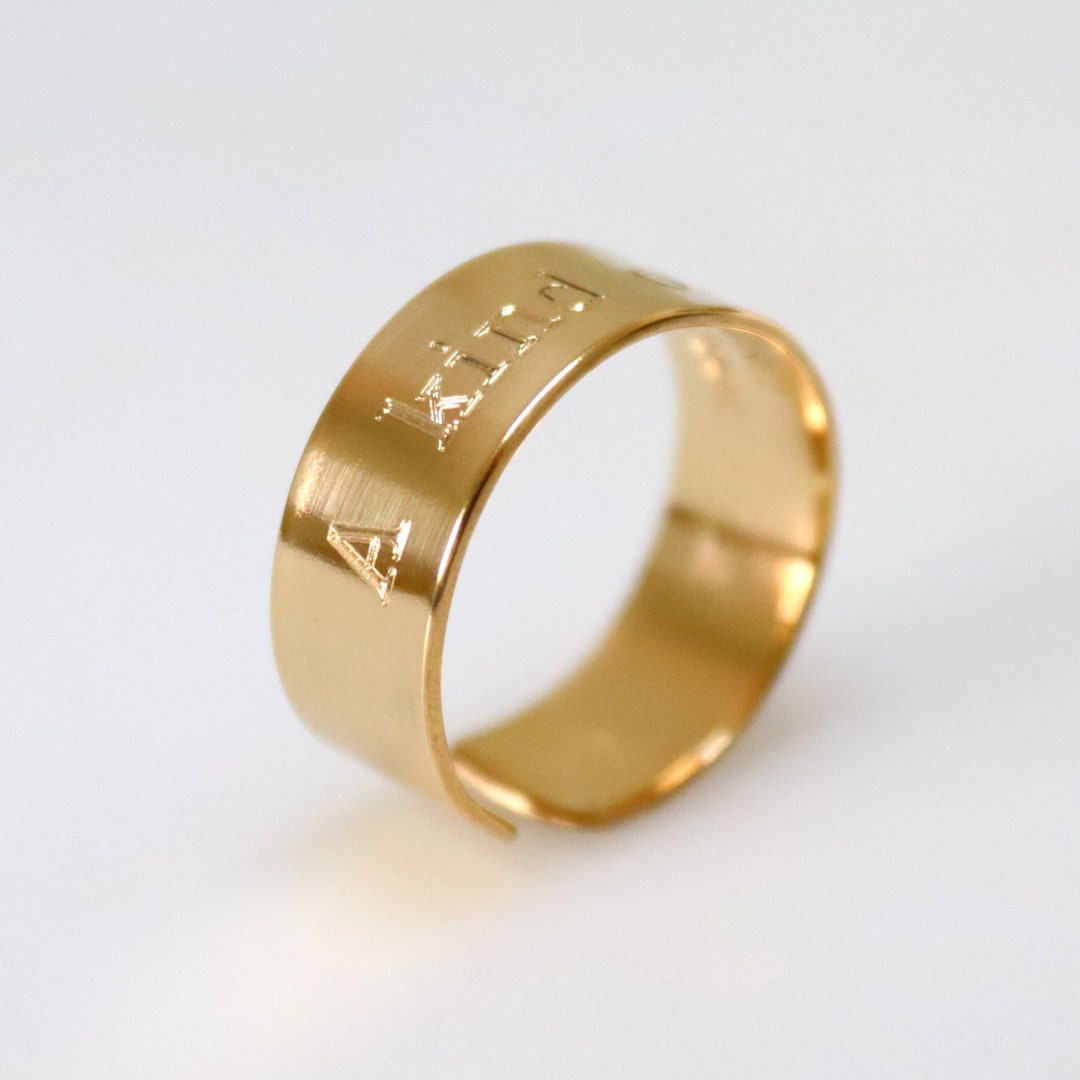 Engraved Gold Ring Personalized Ring for Men Gold Filled Ring Mens Ring ...