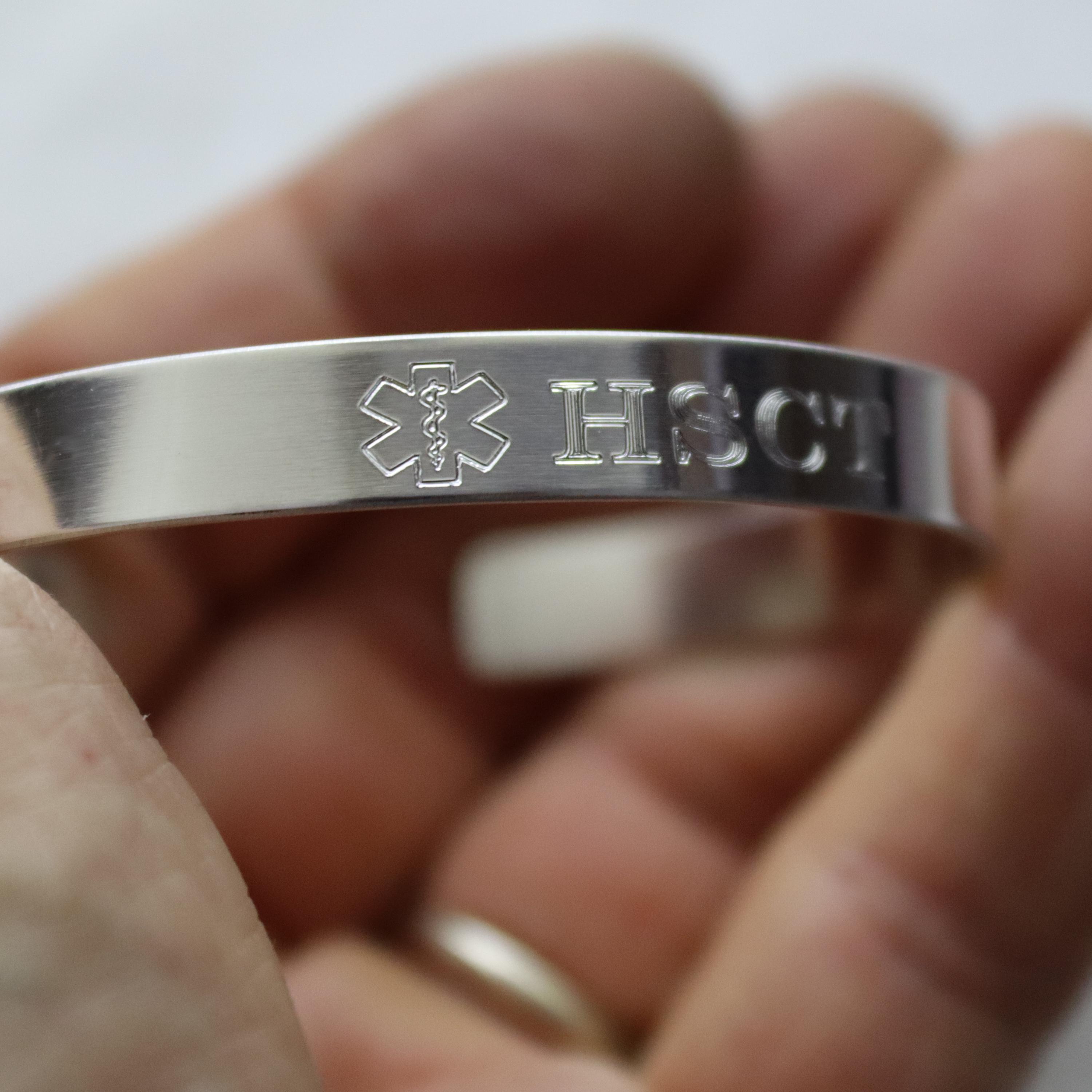 Custom Medical ID Bracelet for Men Adjustable Silver Bangle Cuff Unisex ...