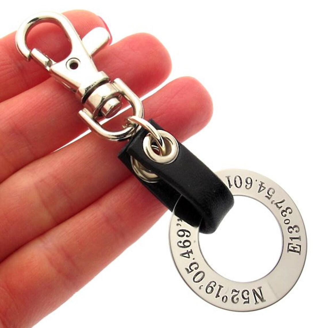 Leather Keychain Personalized Boyfriend Gift for Him Latitude Keychain ...