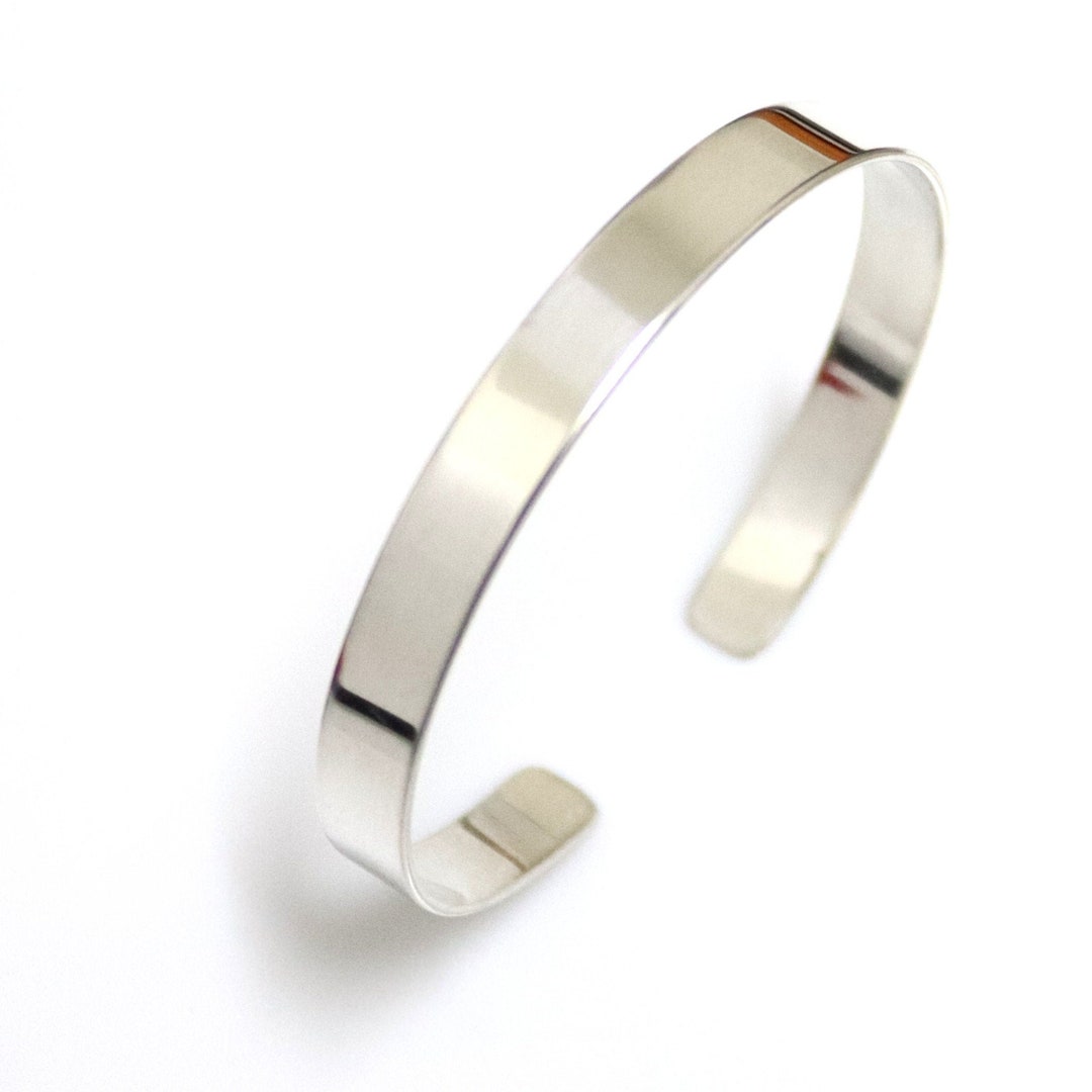 Flat Silver Cuff Bracelet Open End Bangle Cuff for Men Bracelet Mens ...