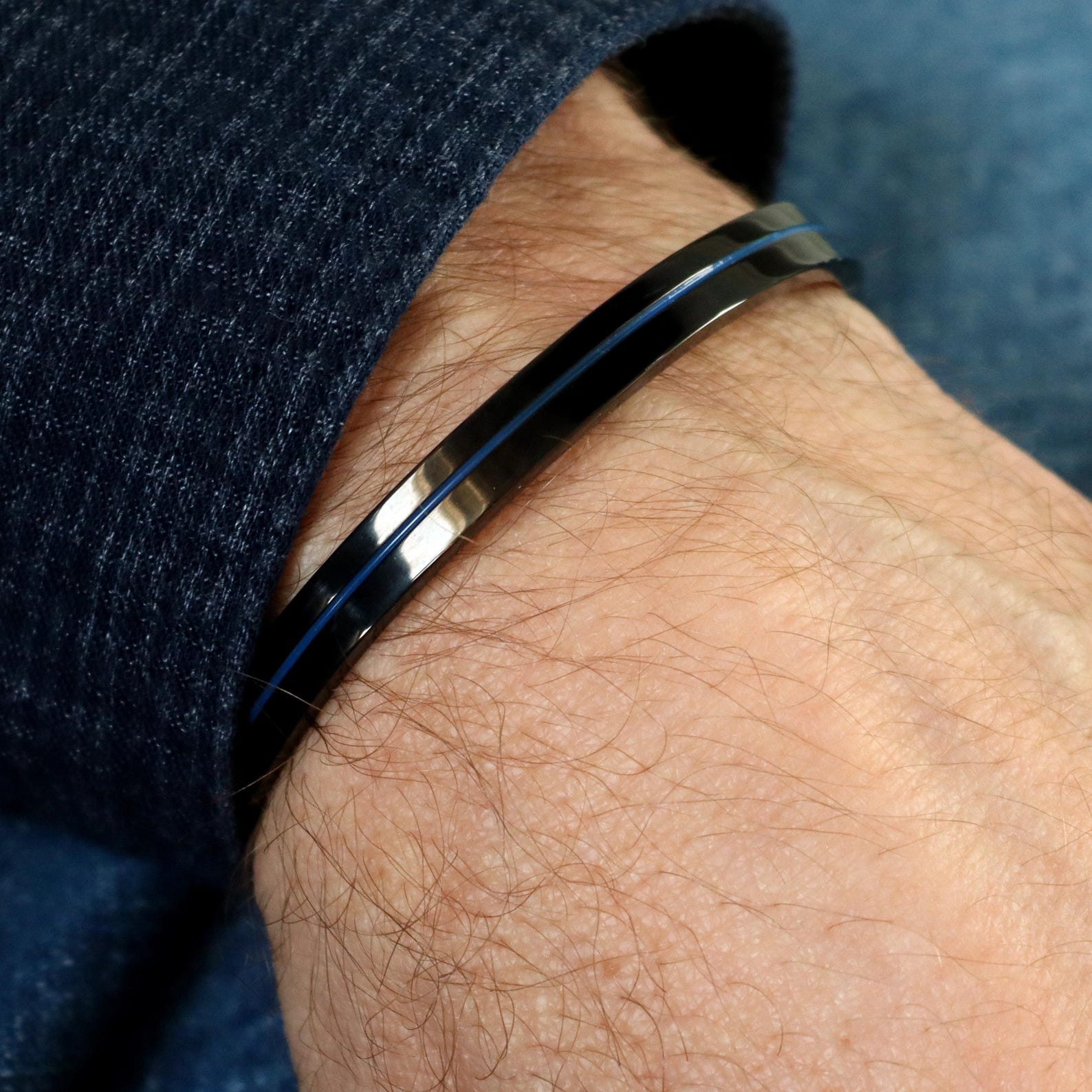 Personalized Blue Line Cuff Bracelet Police Officer Gifts Police ...