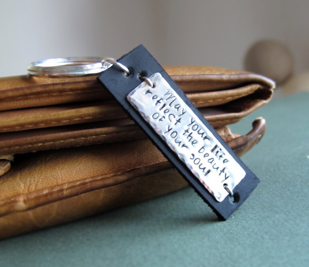 Engraved Leather Keychain Mens Personalized Keychain Custom - Etsy