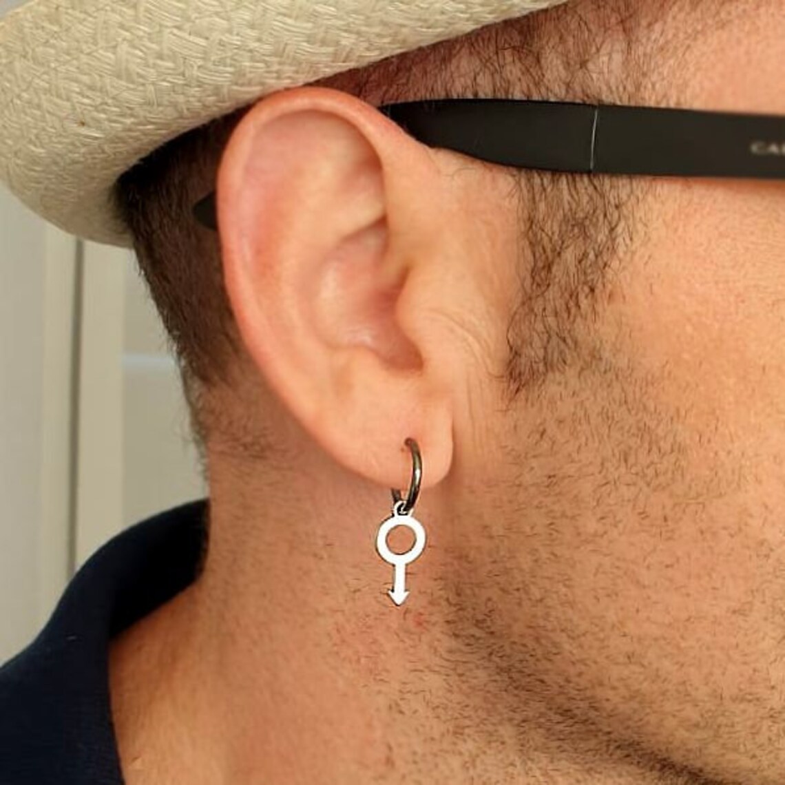 Mens Dangle Earring Male Earring Mens Gender Symbol Earring | Etsy