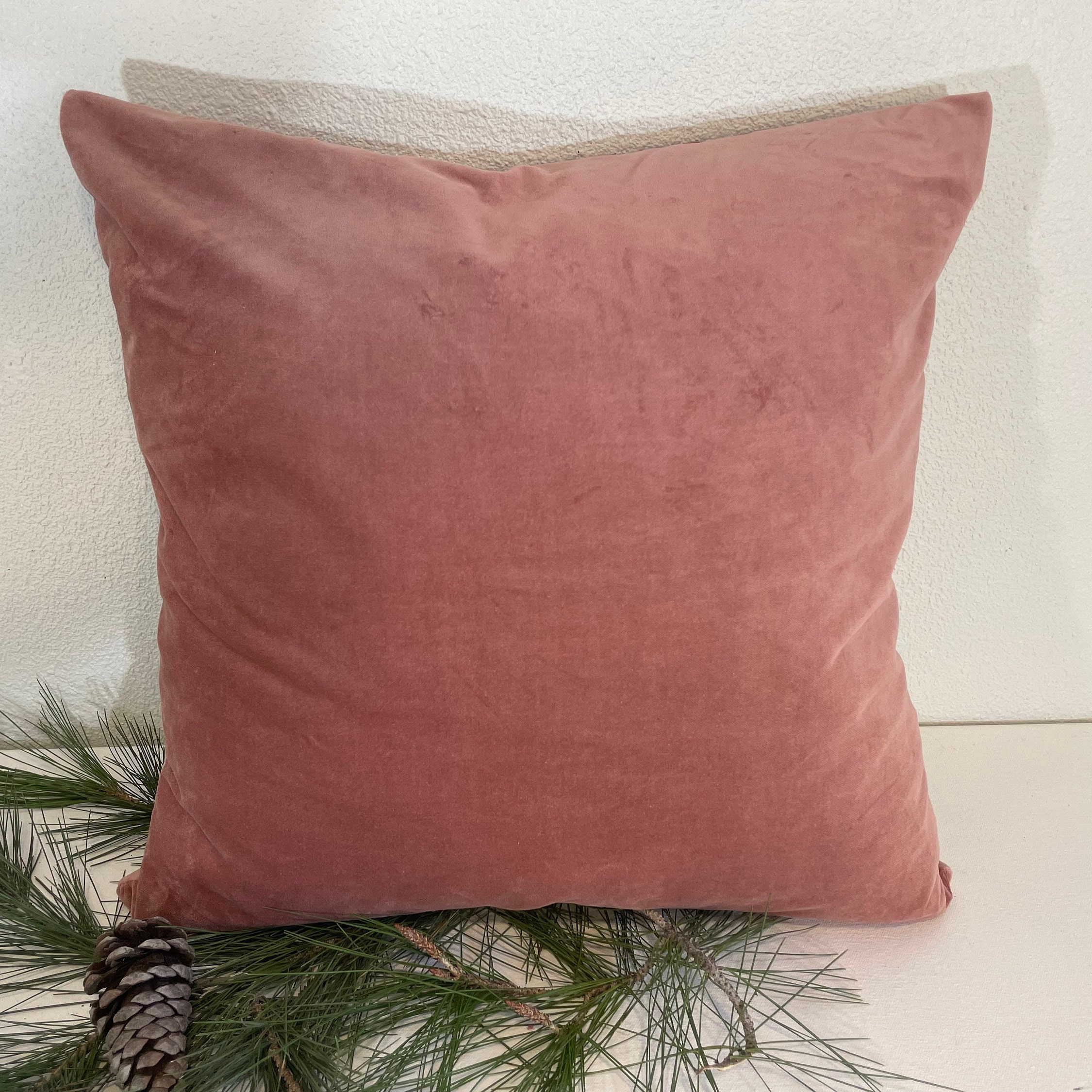 Rose, Green, Red, Rust Colored Velvet 20 Pillow Cover With Multi Color ...