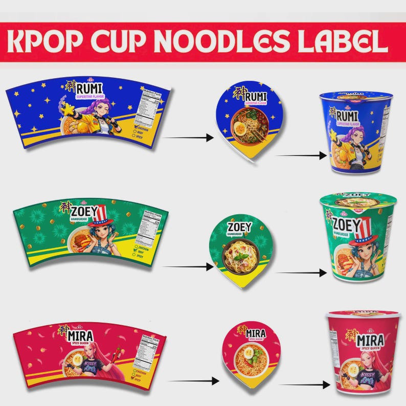 Kpop Demon Hunters Cup Noodle Labels – Huntrix Ramen Party Decor ...