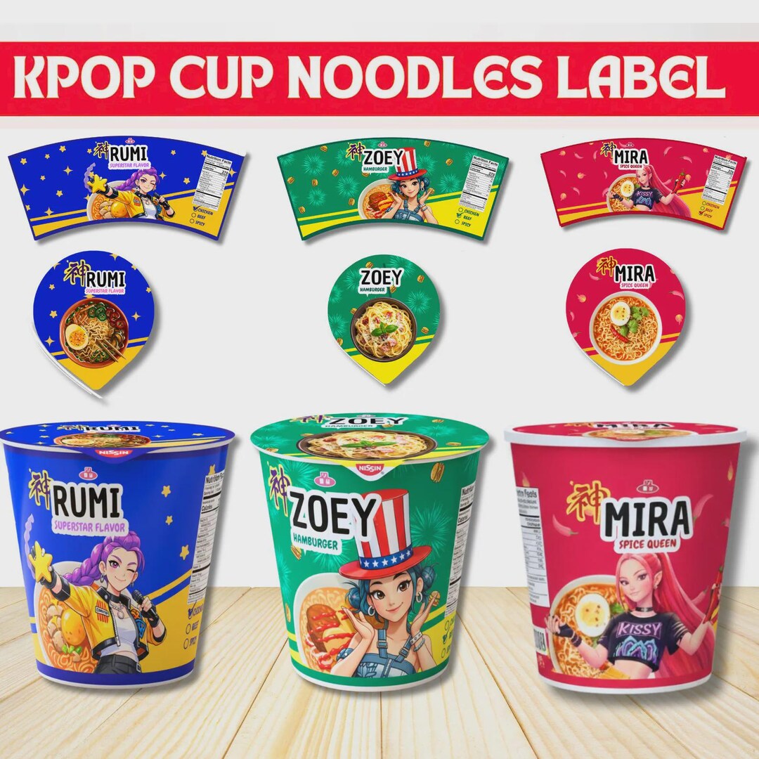Kpop Demon Hunters Cup Noodle Labels – Huntrix Ramen Party Decor ...