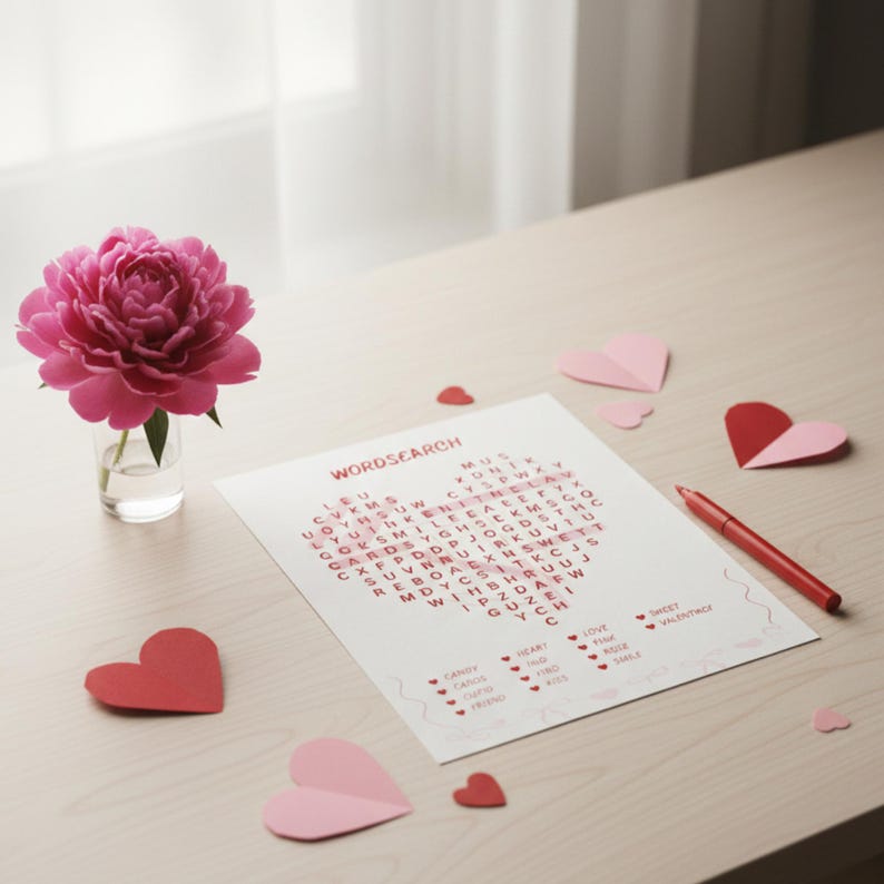 Valentine's Day Word Search, Heart Puzzle Game (instant Download ...