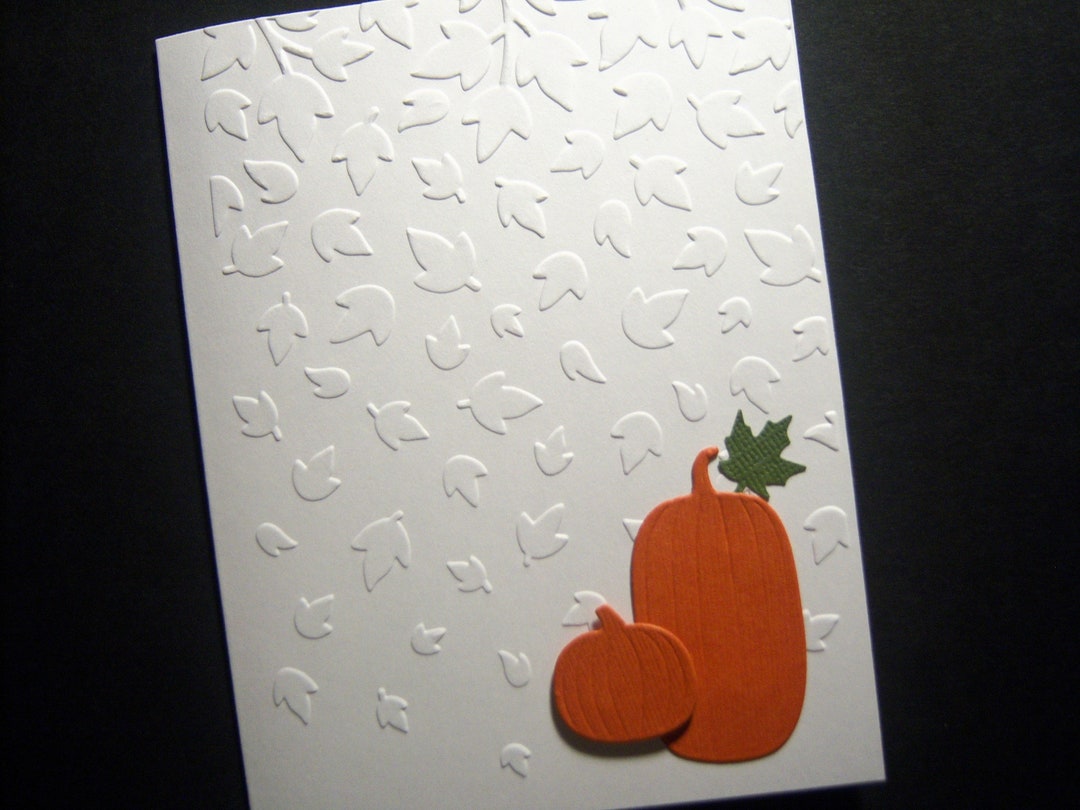 Set of Five Embossed Falling Leaves and Pumpkins Thanksgiving Cards - Etsy
