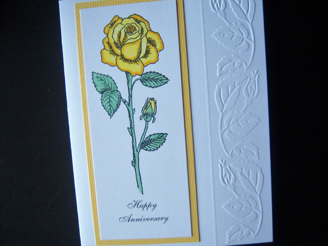 Single Yellow Rose Anniversary Card - Etsy New Zealand