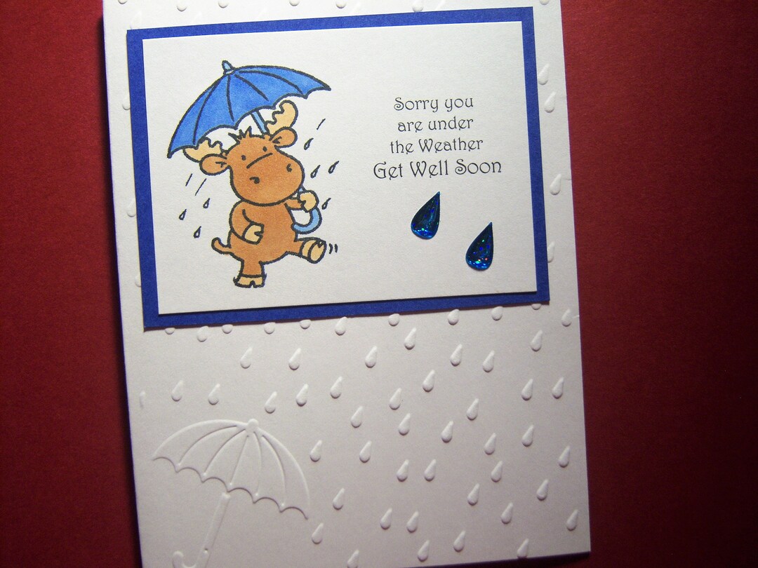 Riley Moose Under Umbrella Get Well Card - Etsy