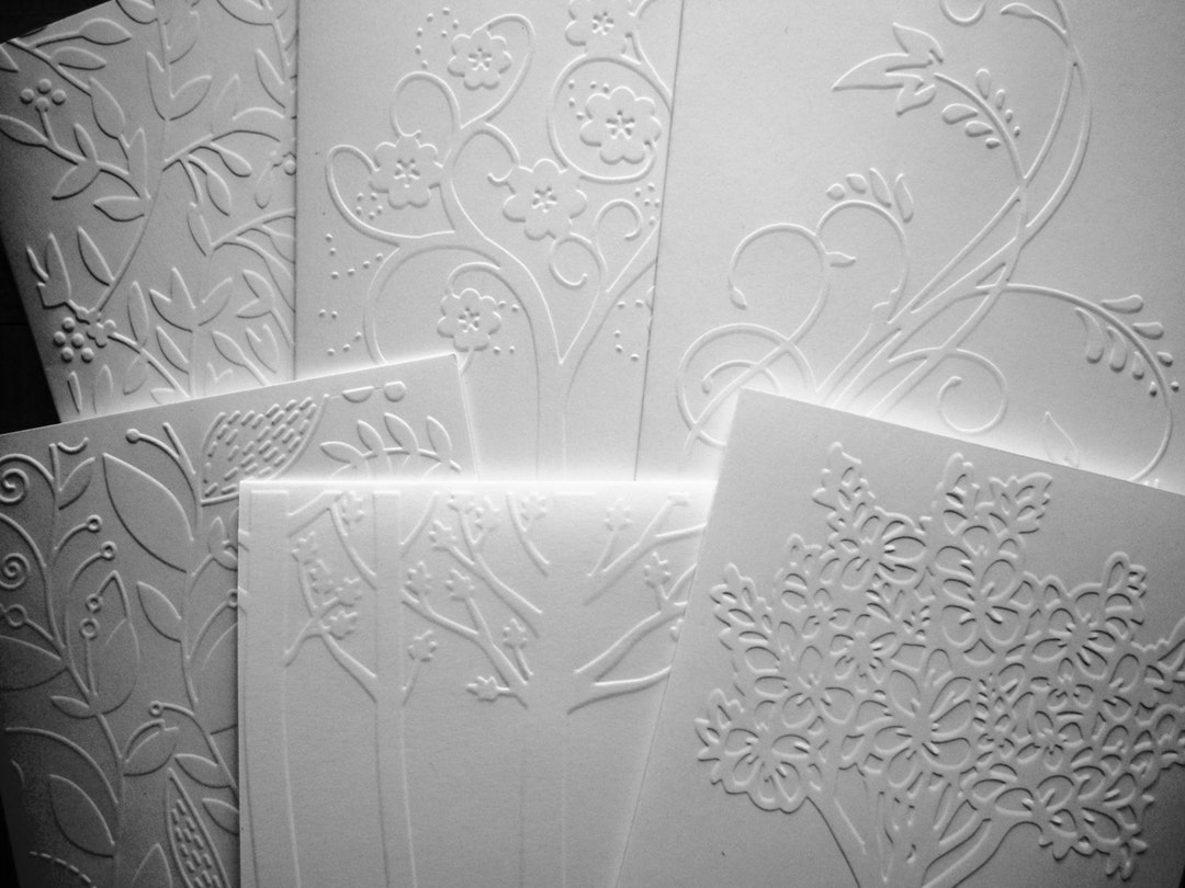Set of 6 Embossed Trees and Leaves Notecards - Etsy