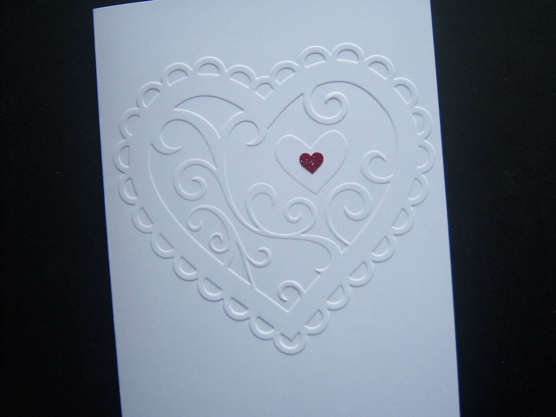 Set of 6 Embossed Lace Heart Valentine Cards - Etsy
