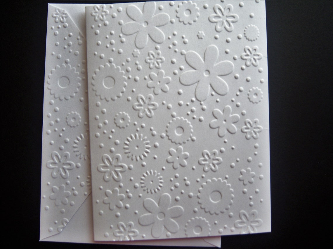 Set of Six Embossed Flower Garden Cards - Etsy