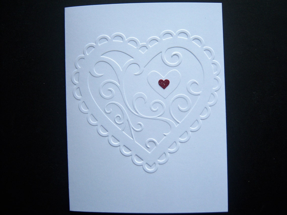 Set of 6 Embossed Lace Heart Valentine Cards - Etsy