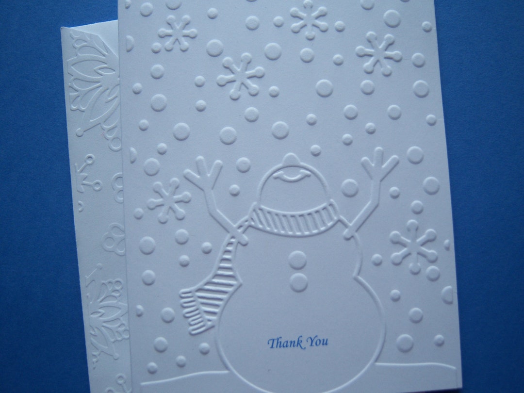 Set of 6 Embossed Snowman Thank You Cards - Etsy