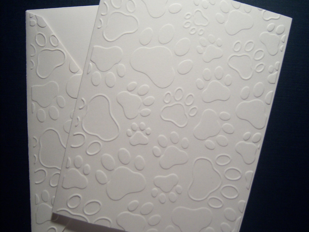 Set of Six Embossed Dog Paw Print Notecards - Etsy
