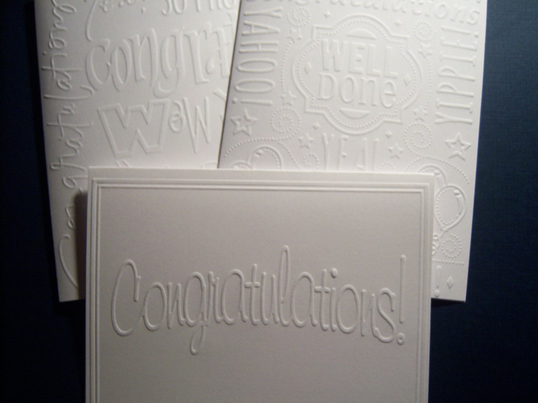 Set of Six Embossed Congratulation Cards - Etsy