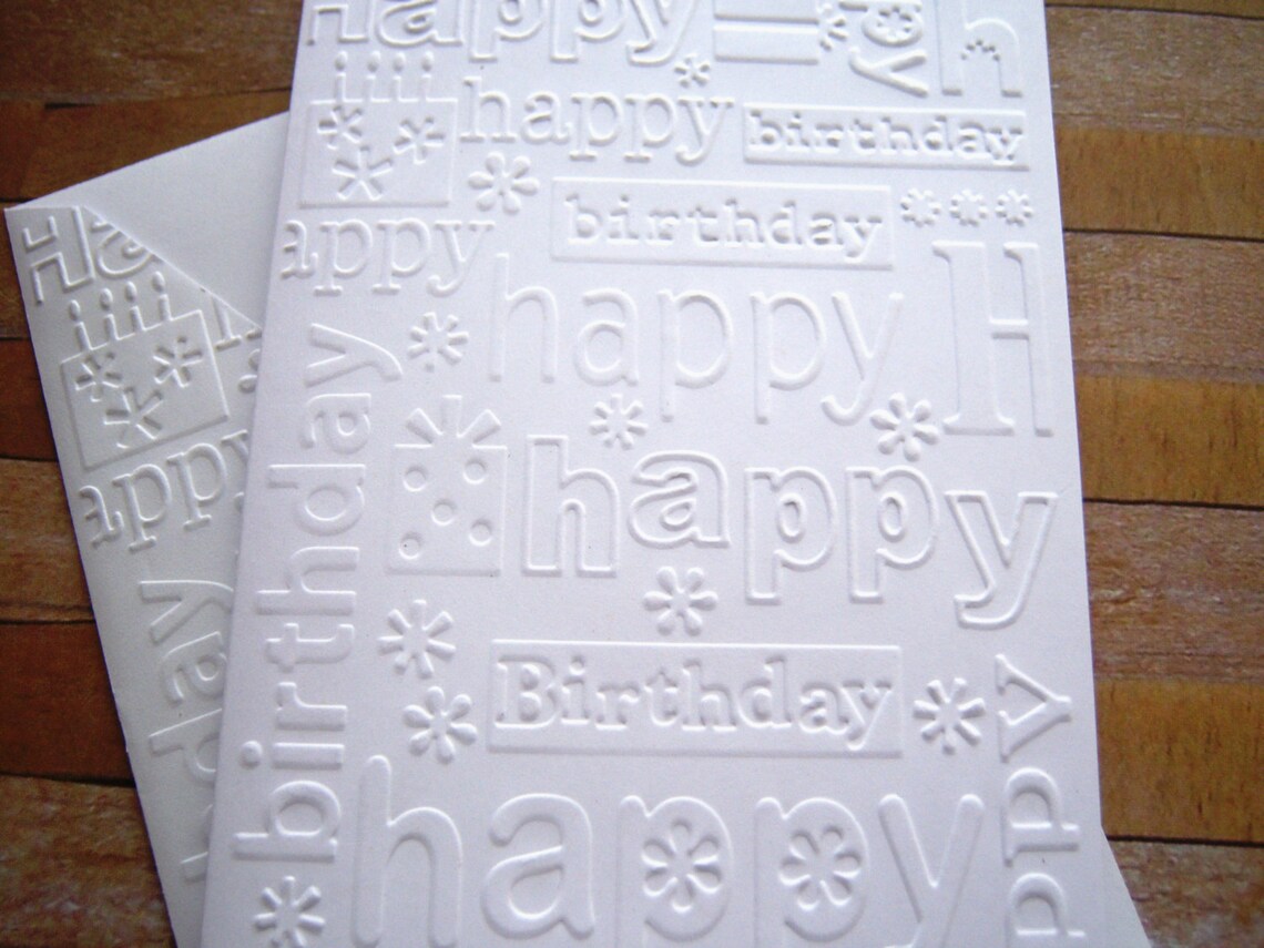 Set of 5 Embossed Birthday Cards - Etsy