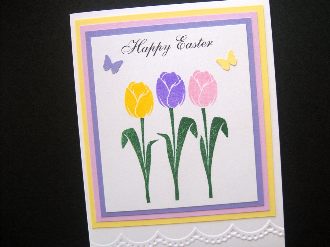 Three Tulips Easter Card - Etsy