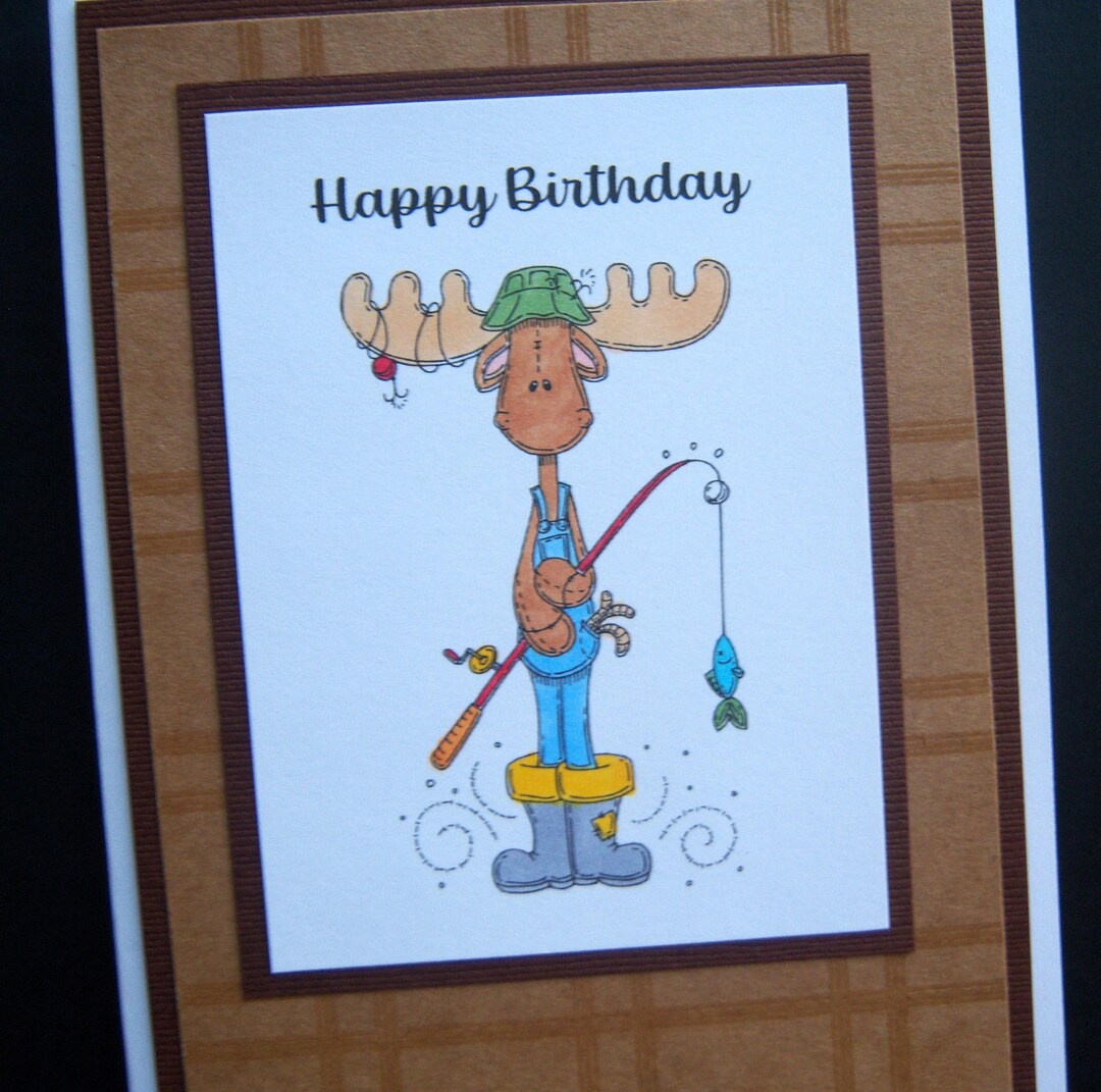 Matt Moose Fishing Birthday Card - Etsy