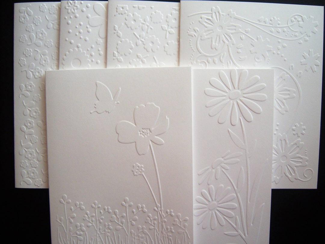 Set of Six Embossed Flower Garden Cards - Etsy