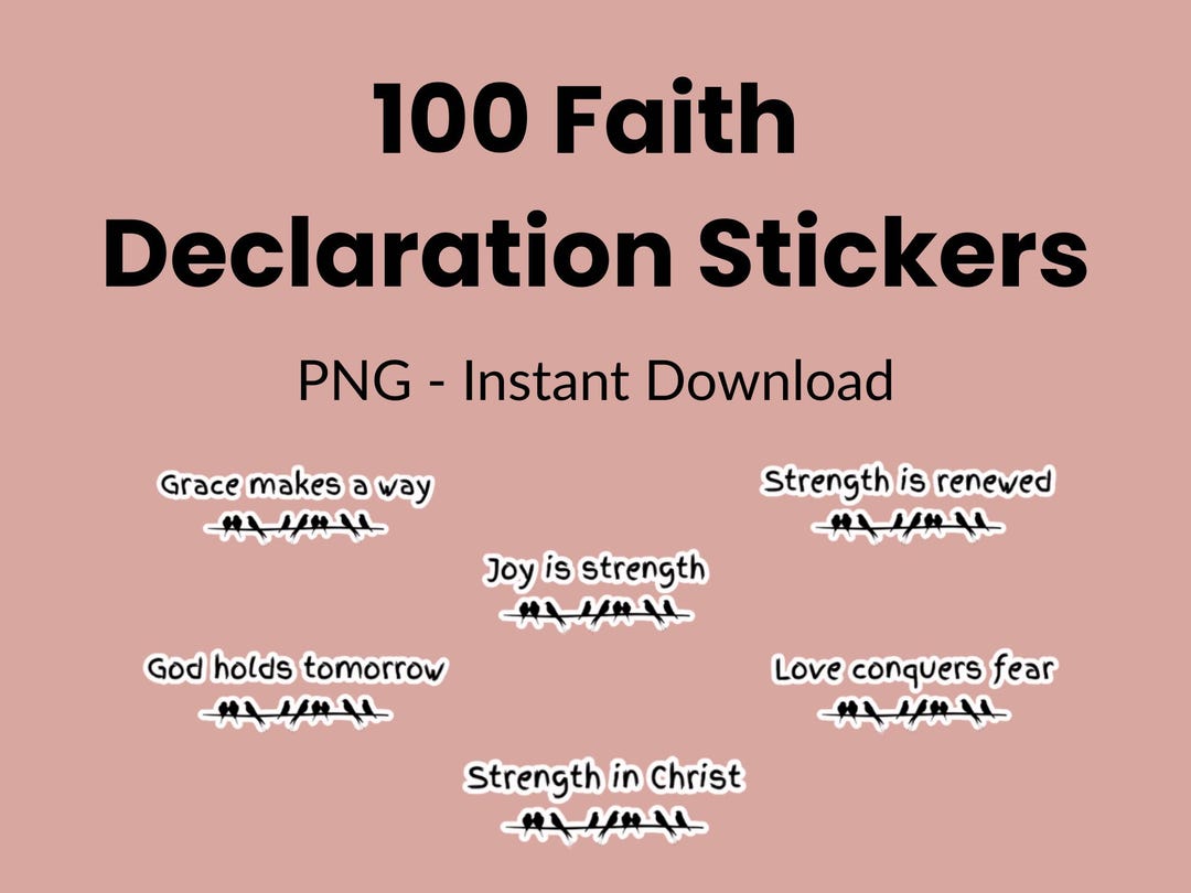 100 Faith Declaration Stickers | Christian Confession Words PNG | Bible ...