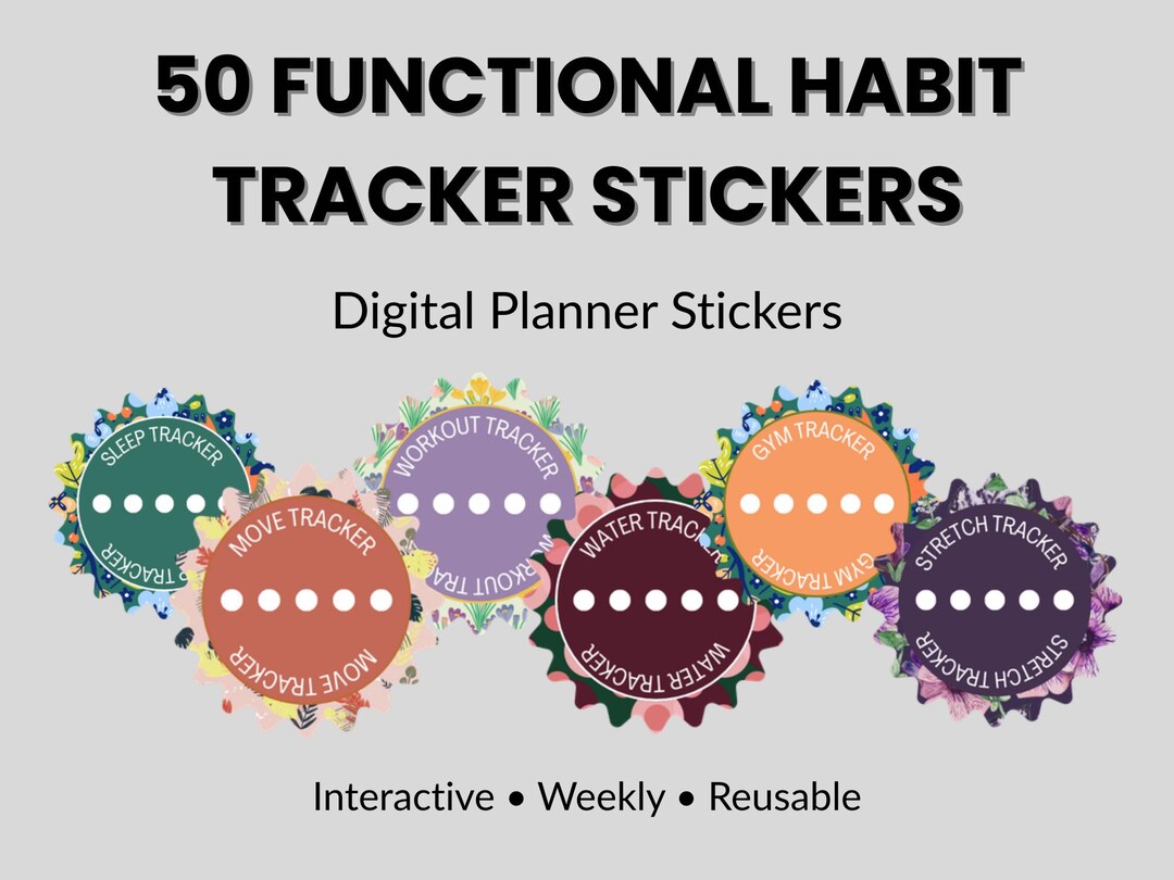 Wellness Habit Tracker Stickers | 50 Functional Digital Trackers ...
