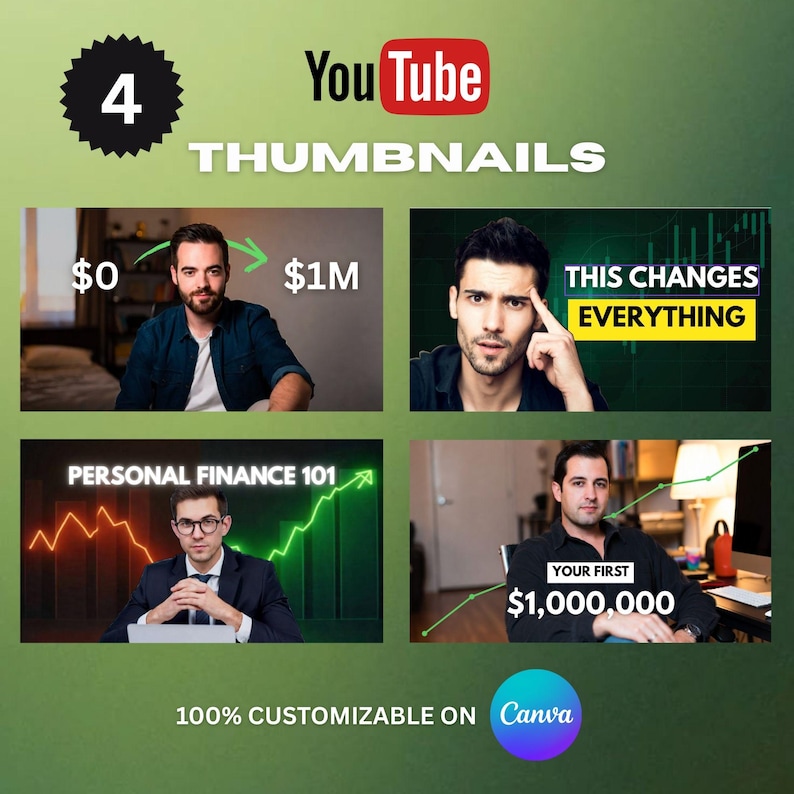 Editable Youtube Thumbnail Templates Canva Editable | Business Finance ...