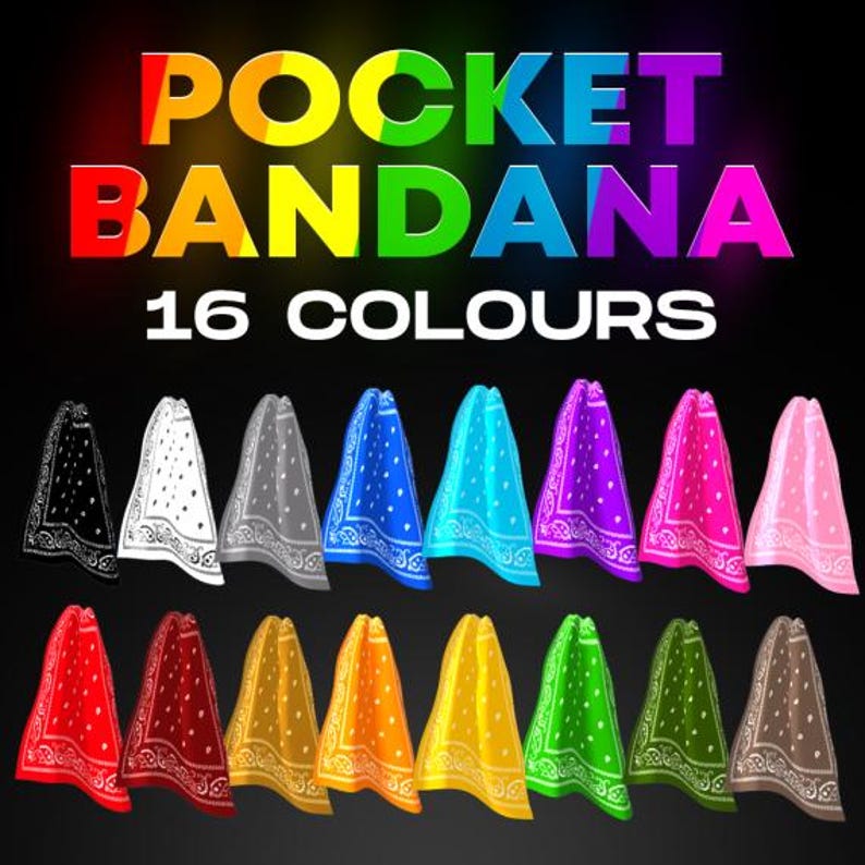 Pacote de bandanas coloridas de bolso | Recursos personalizados para ...
