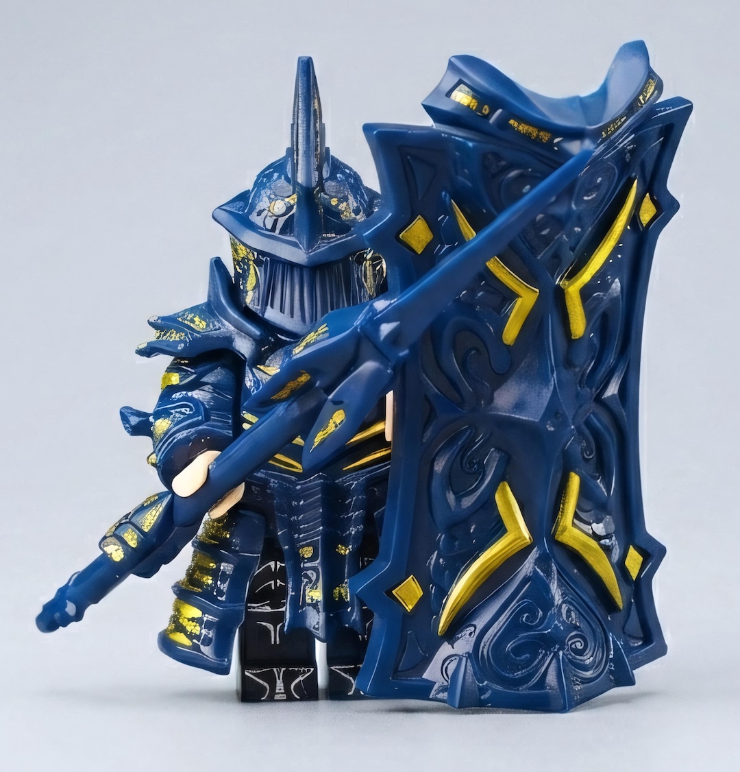 Azure Stormwarden – Blue Fantasy Knight Miniature Shield & Spear ...