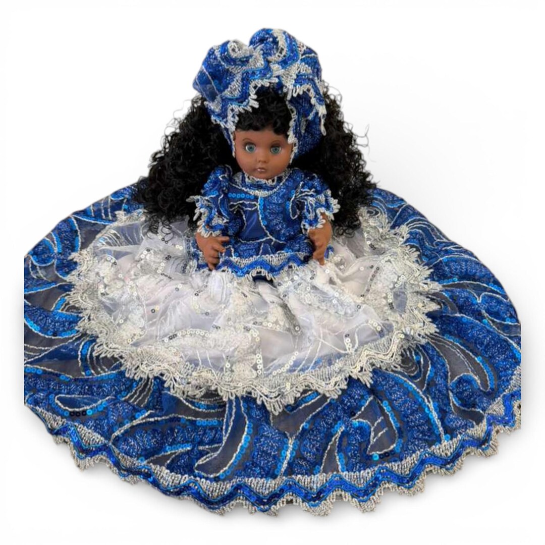 Spiritual Santeria Doll Blue & White Orisha Statue – Handmade Muñeca ...
