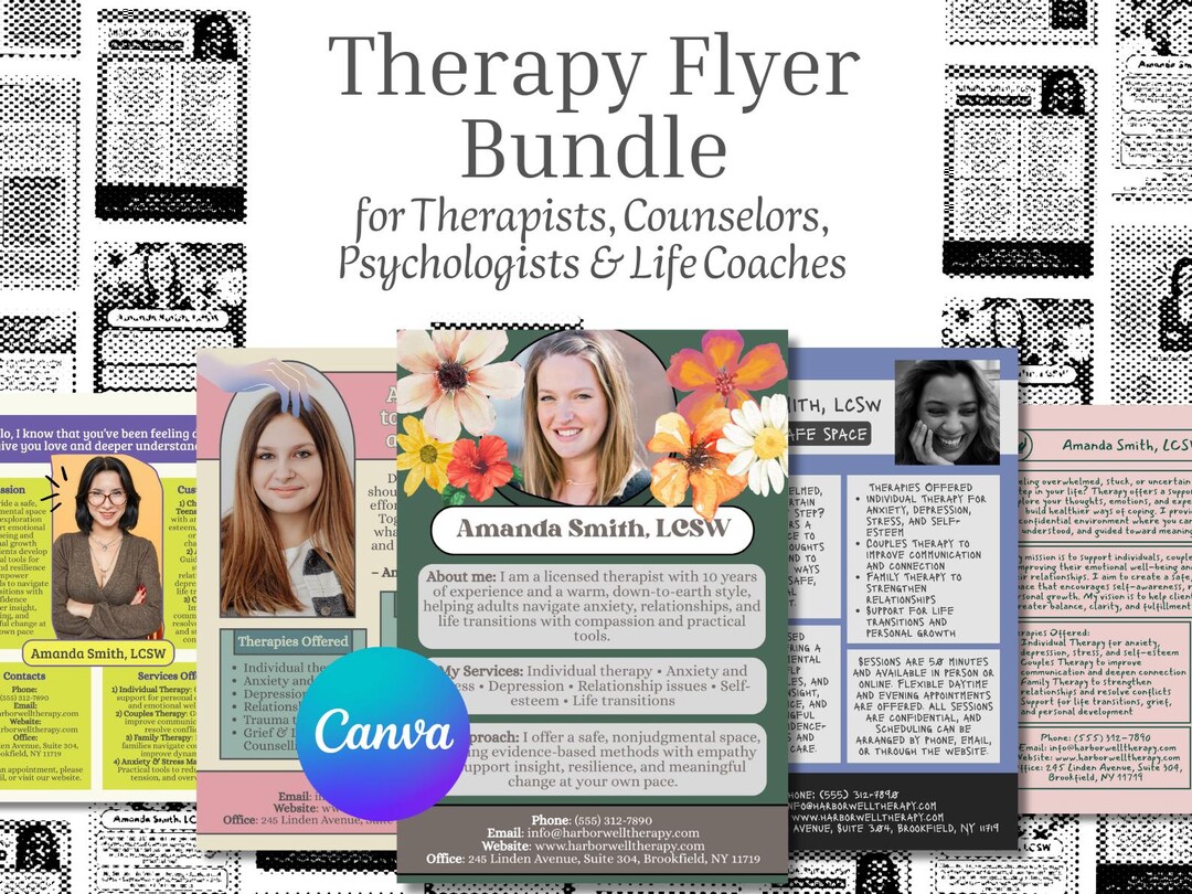 Therapy Flyer Bundle Canva Template | Counseling & Mental Health ...