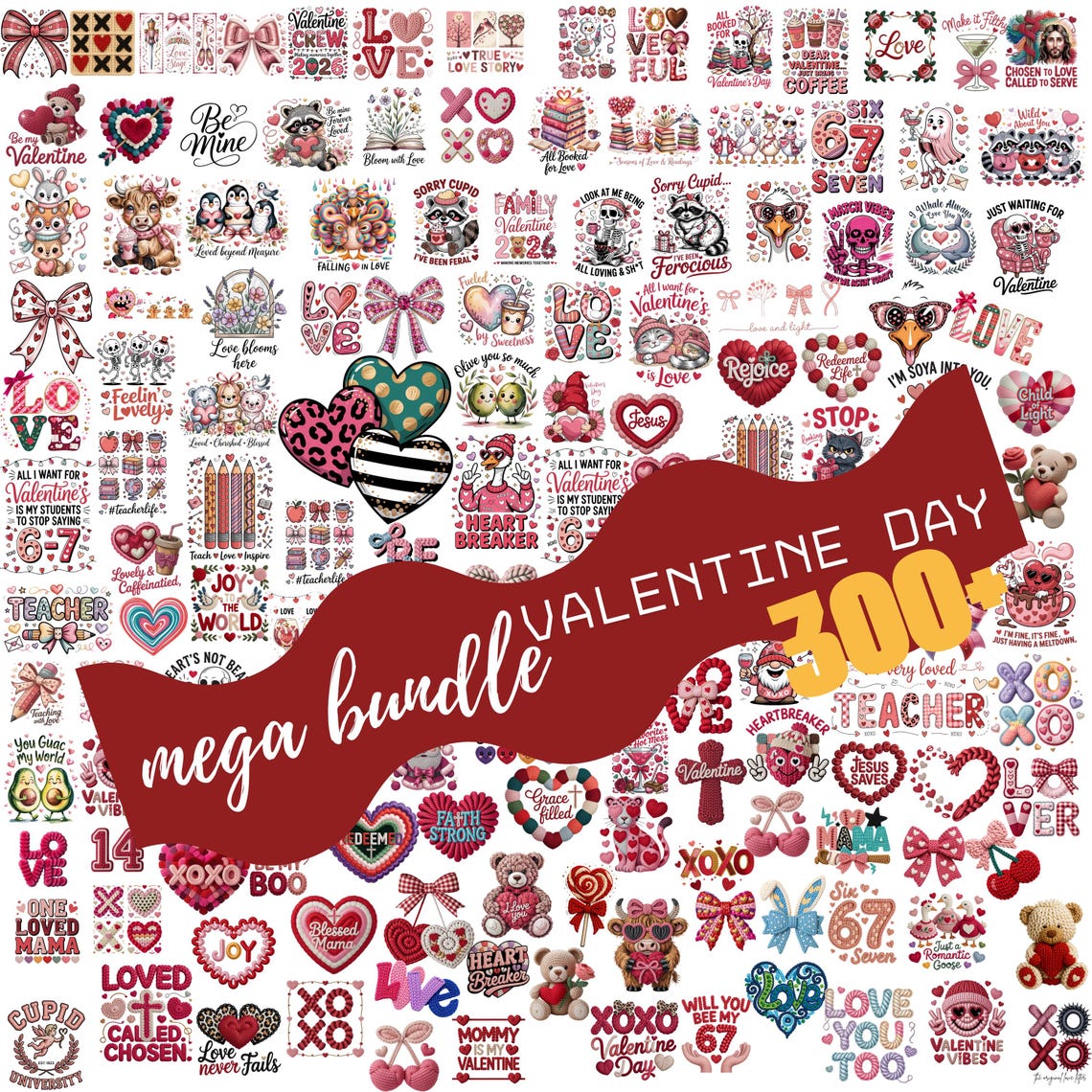 300+ Valentine Mega Png Bundle, Valentine Love Letter Bundle, XOXO ...