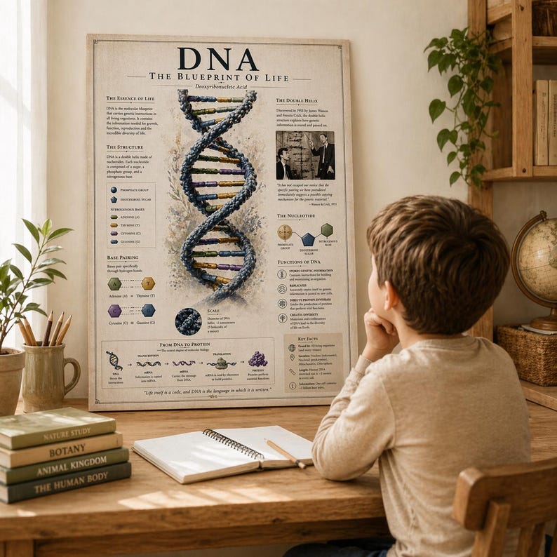 DNA Structure Poster | Biology Double Helix Chart (PDF Download) - Etsy