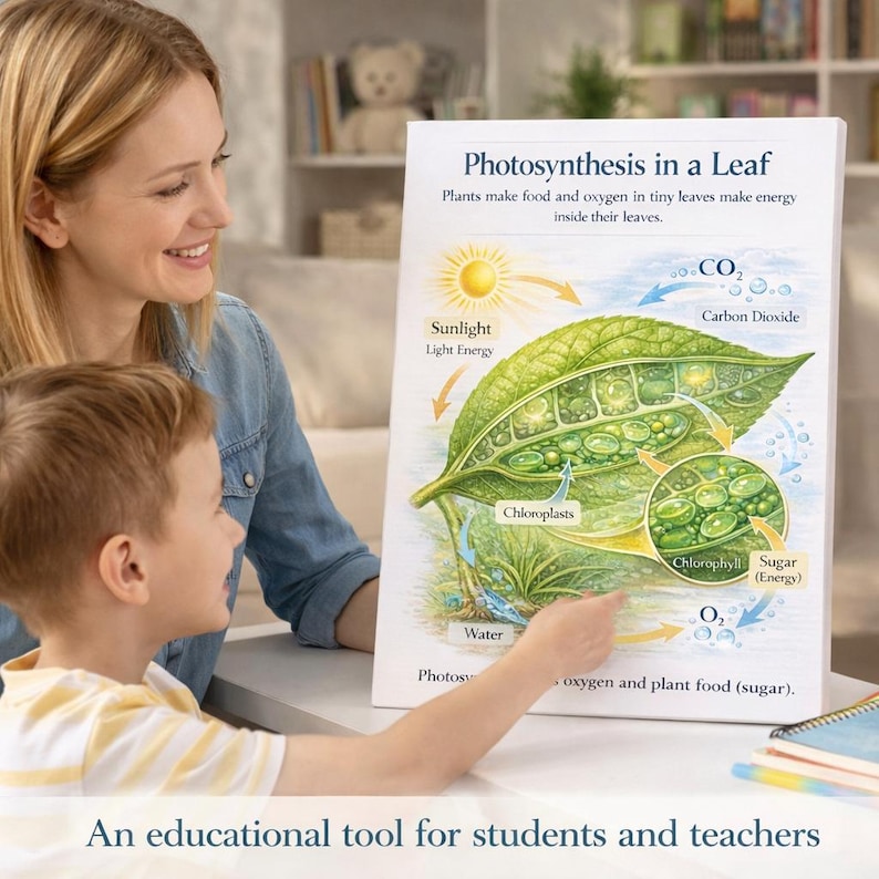 Photosynthesis Diagram Poster for Elementary Science | Plant Life Cycle ...