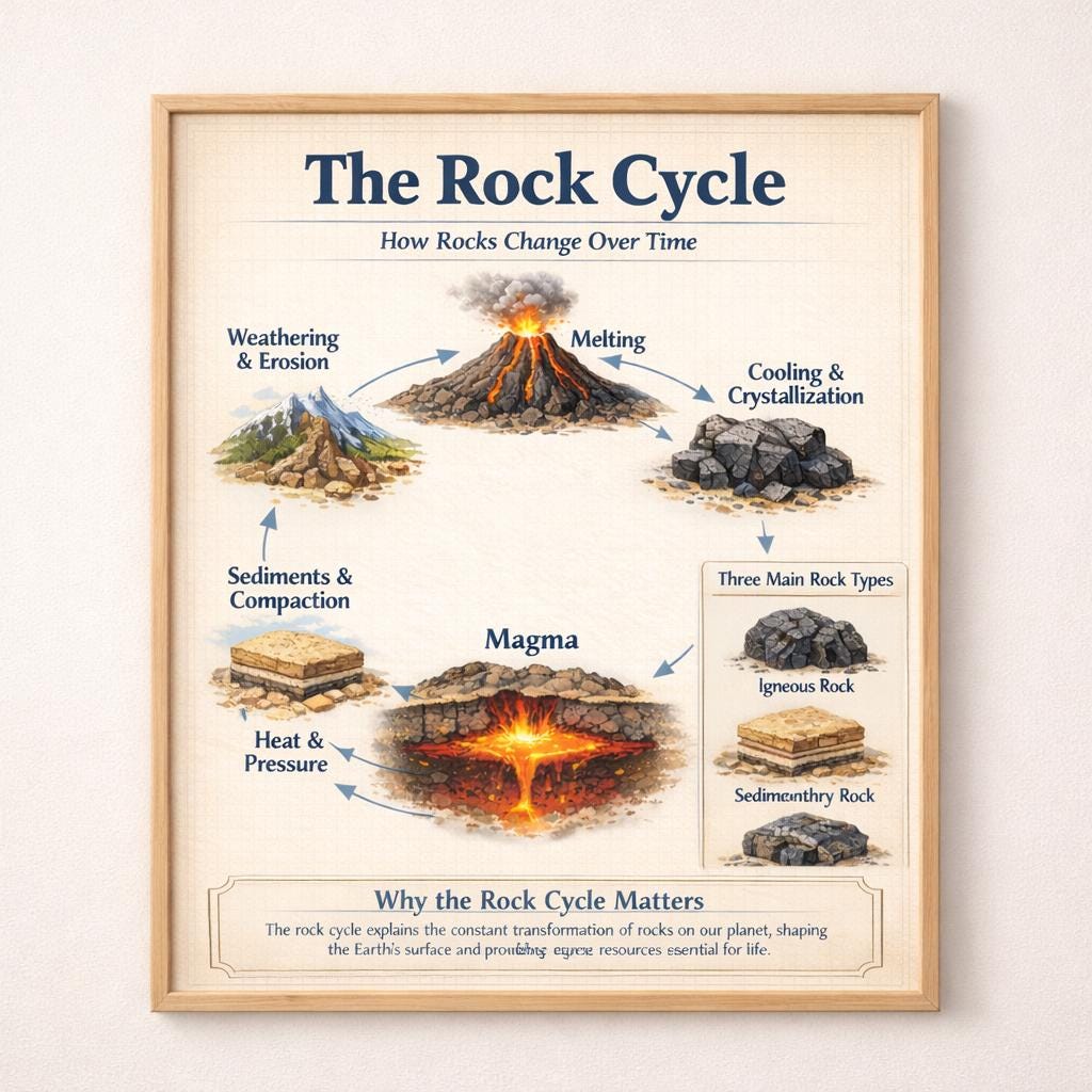 Rock Cycle Poster | Earth Science Poster | Geology Chart Poster ...