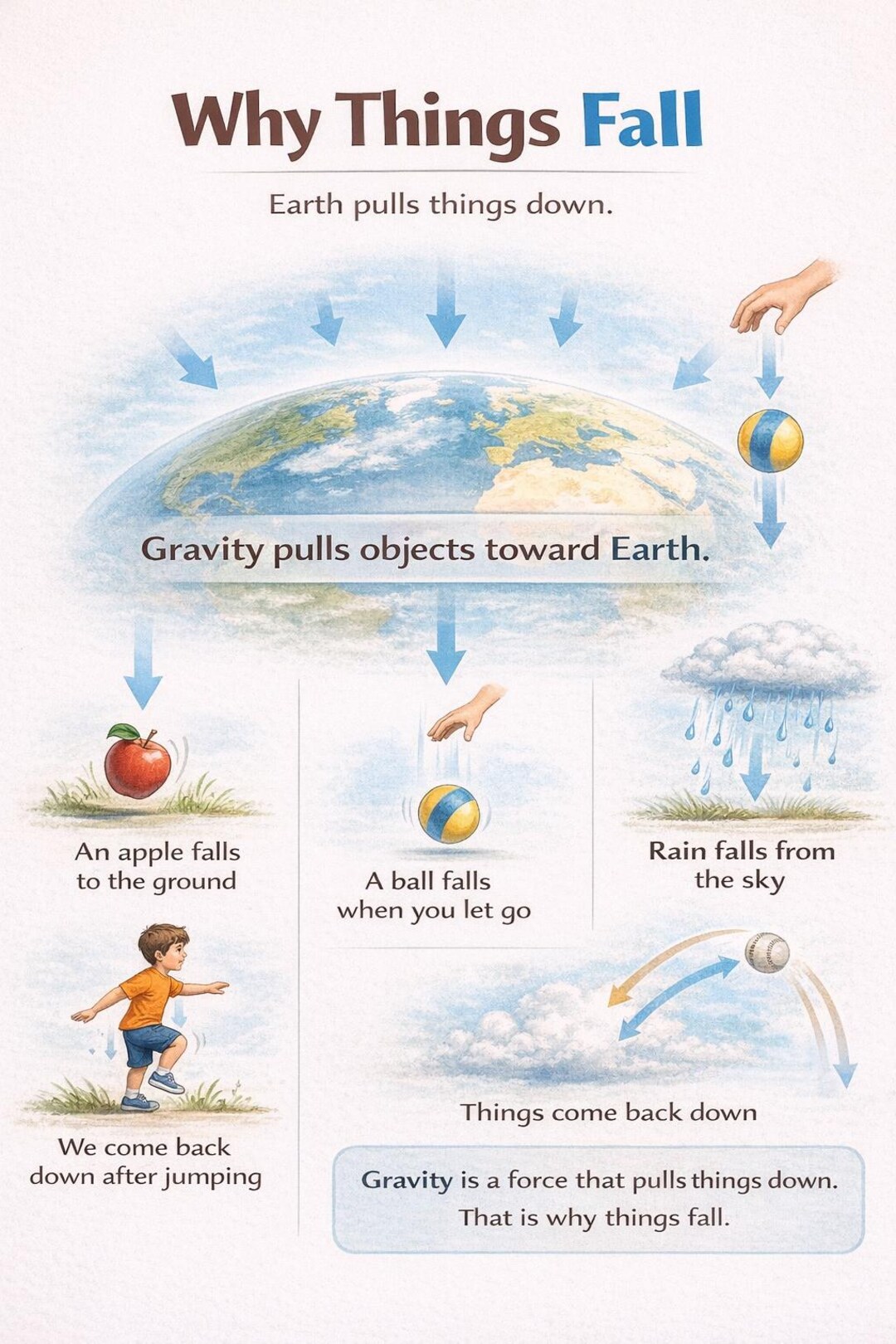 Why Things Fall – Gravity Poster for Kids | Elementary Science ...