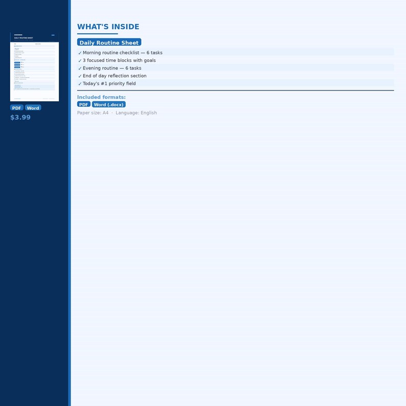 Daily Routine Sheet Printable PDF Word | Morning Evening Routine ...
