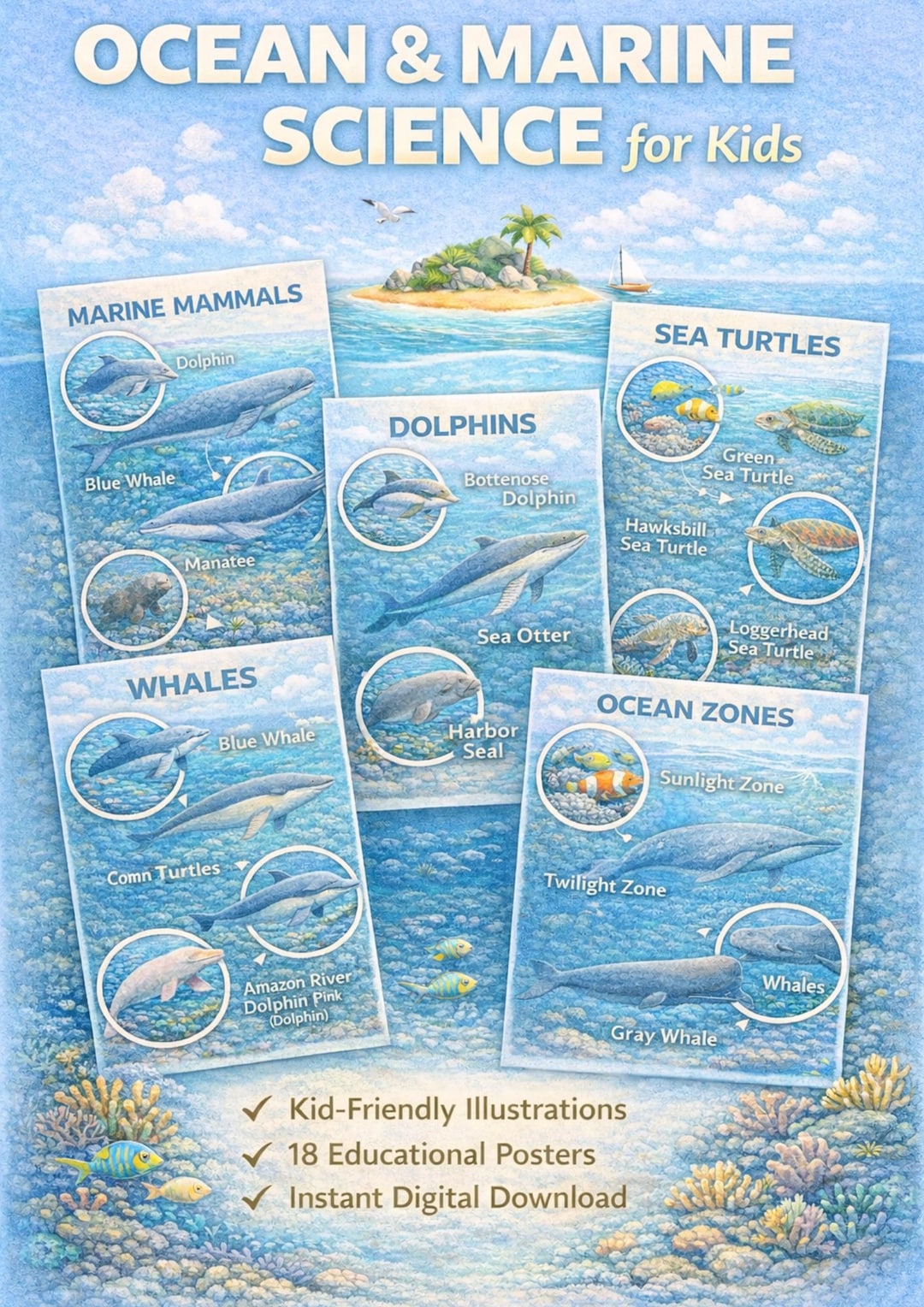 Ocean & Marine Science for Kids – Educational Poster Pack Printable ...