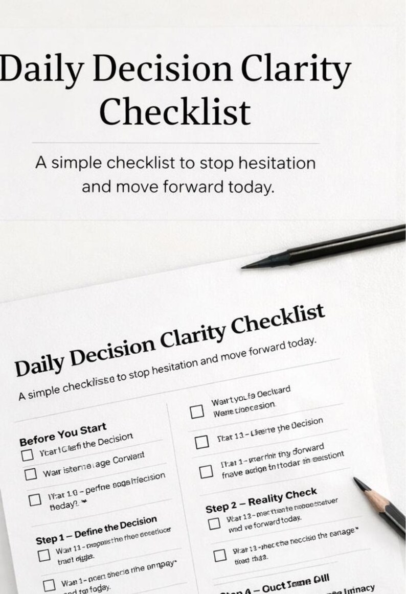 Daily Decision Clarity Checklist – One Page Thinking Tool to Stop ...