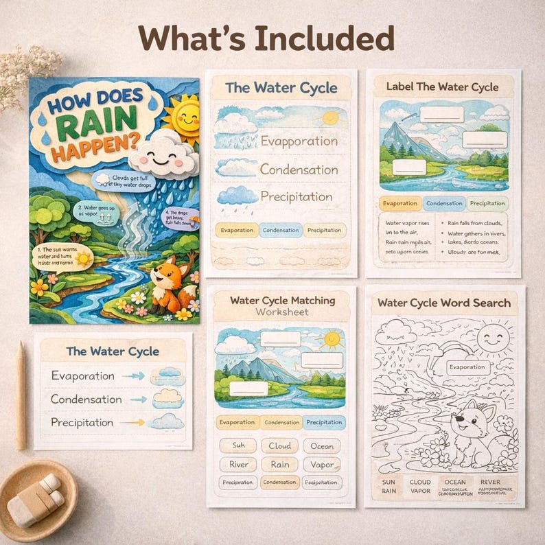 Water Cycle Poster & Worksheet | Science Water Cycle Poster (digital ...