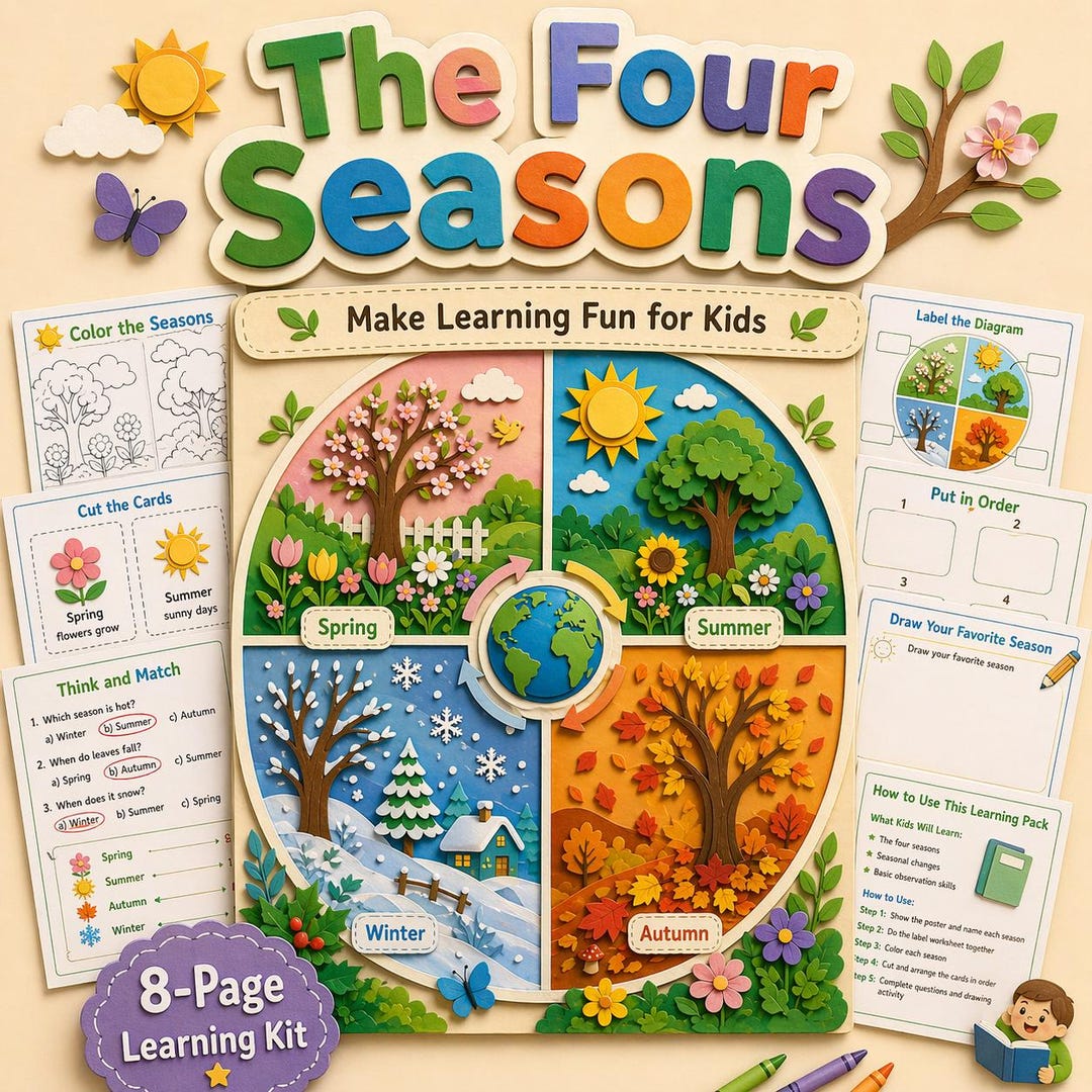 Four Seasons Poster and Worksheets | Printable Science Learning Pack ...