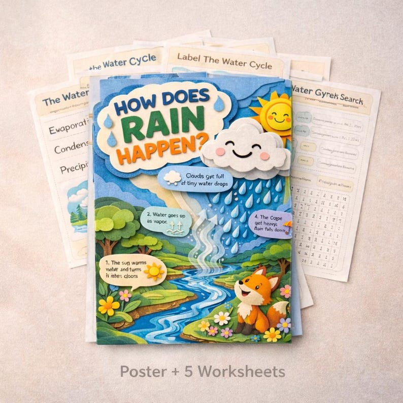 Water Cycle Poster & Worksheet | Science Water Cycle Poster (digital ...