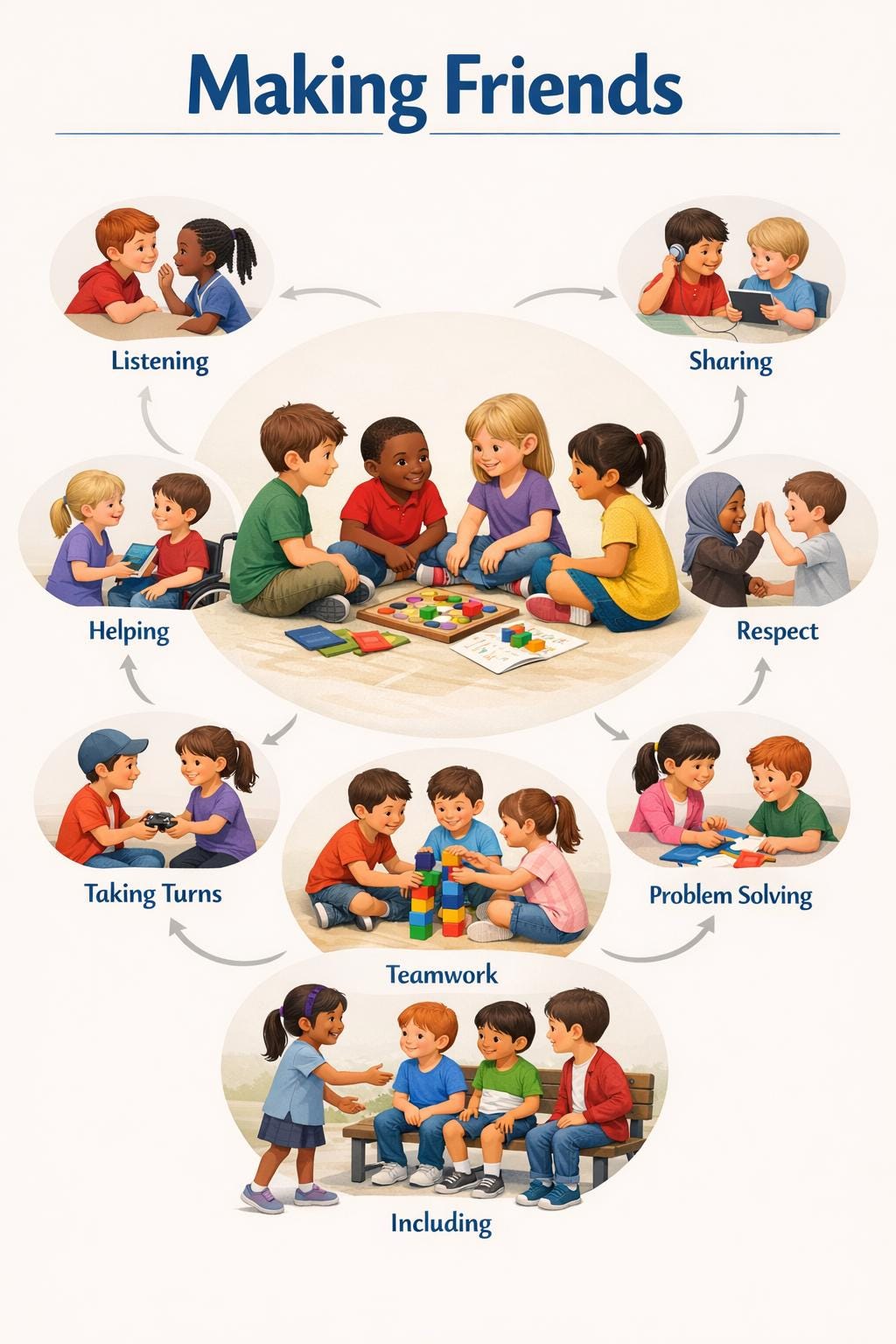 Making Friends Poster for Kids | Social Skills & Friendship Educational ...