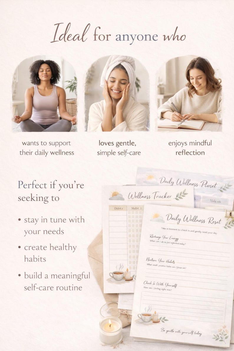 Wellness Reset Action Pack | Printable Wellness Worksheet, Daily ...