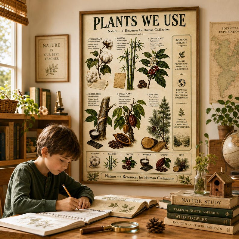 Plants We Use Poster | Economic Botany Reference Chart | Plant Biology ...