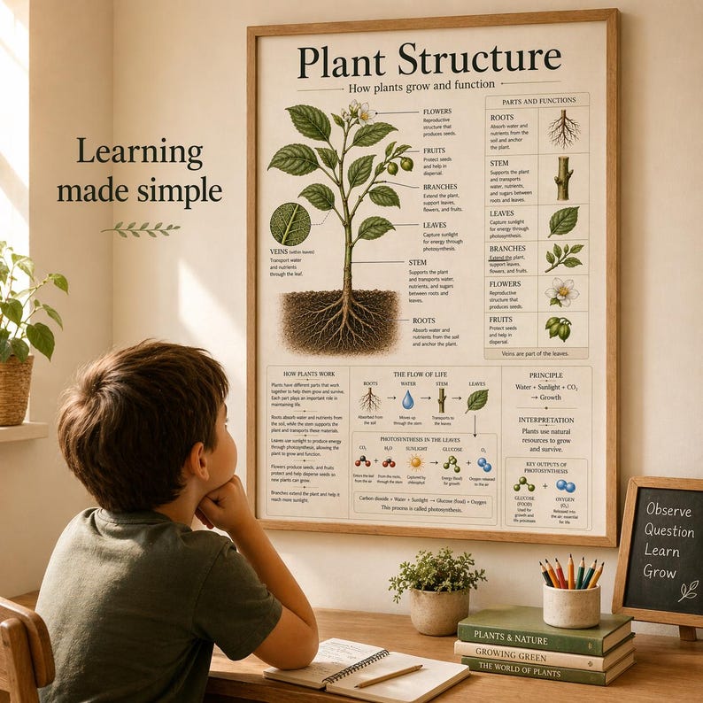Plant Structure Poster | Plant Anatomy Reference Chart | Biology ...