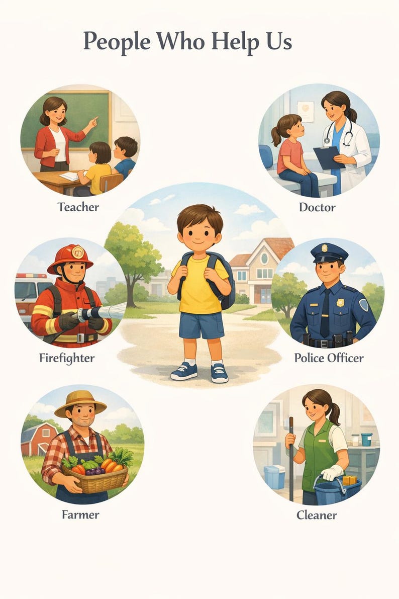 People Who Help Us | Community Helpers Educational Poster for Kids - Etsy
