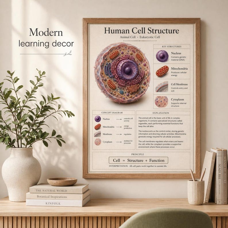 Animal Cell Structure Poster | Biology Wall Art, Homeschool Science ...