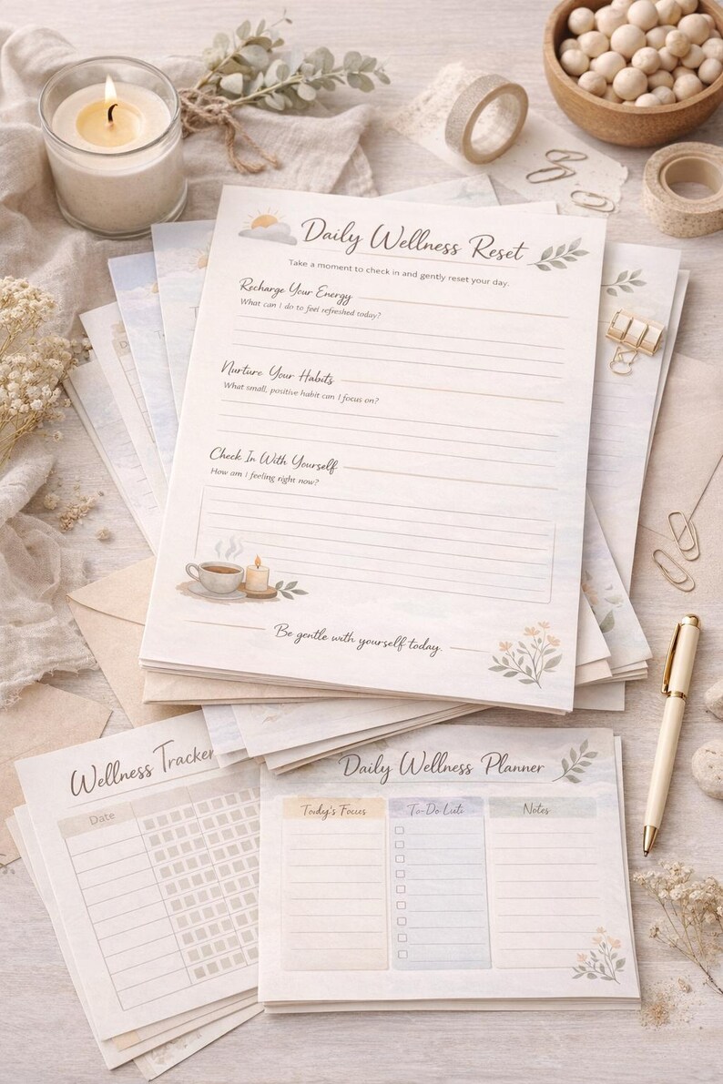 Wellness Reset Action Pack | Printable Wellness Worksheet, Daily ...